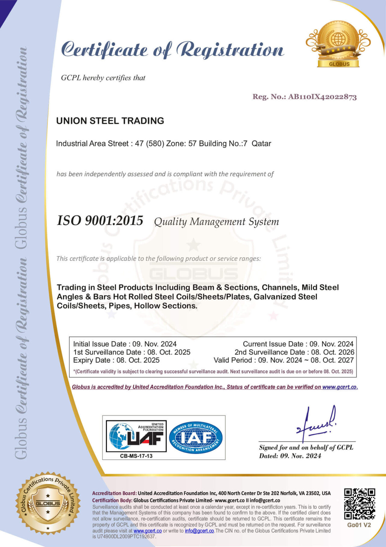 Certifications - Union Steel Trading